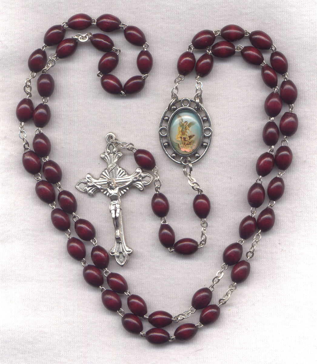 St Michael the Archangel Brown Wood Rosary GR17