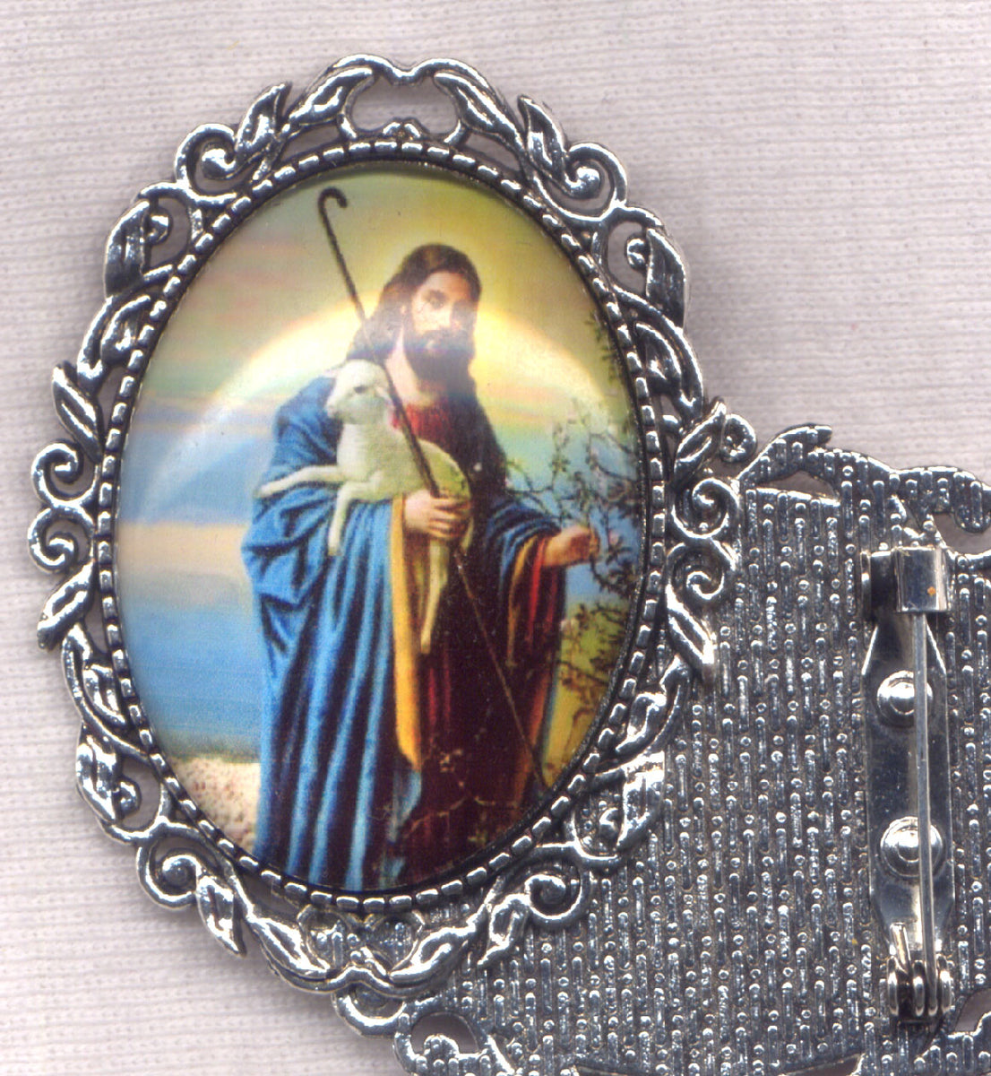 Jesus The Good Shepherd blue Brooch each BRCH02J