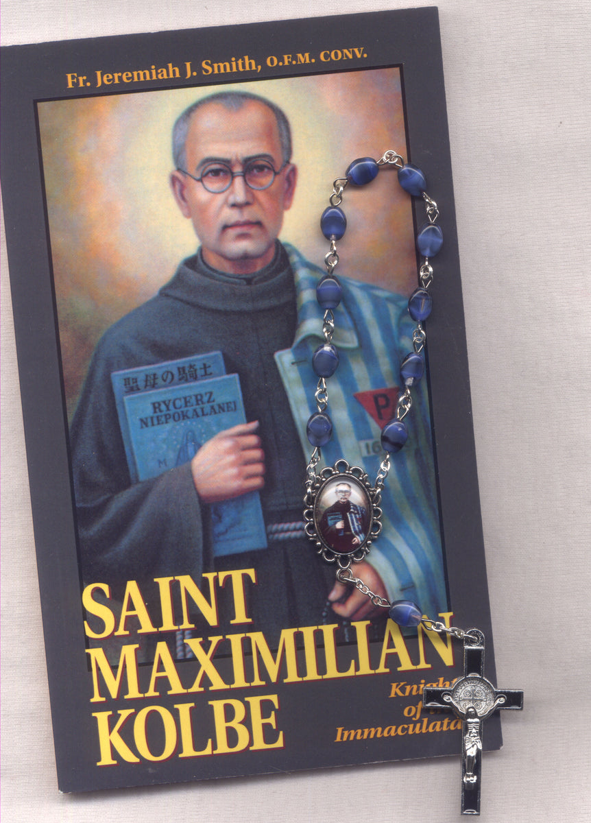 Maximillian Kolbe Knight of The Immaculata book and rosary Combo07