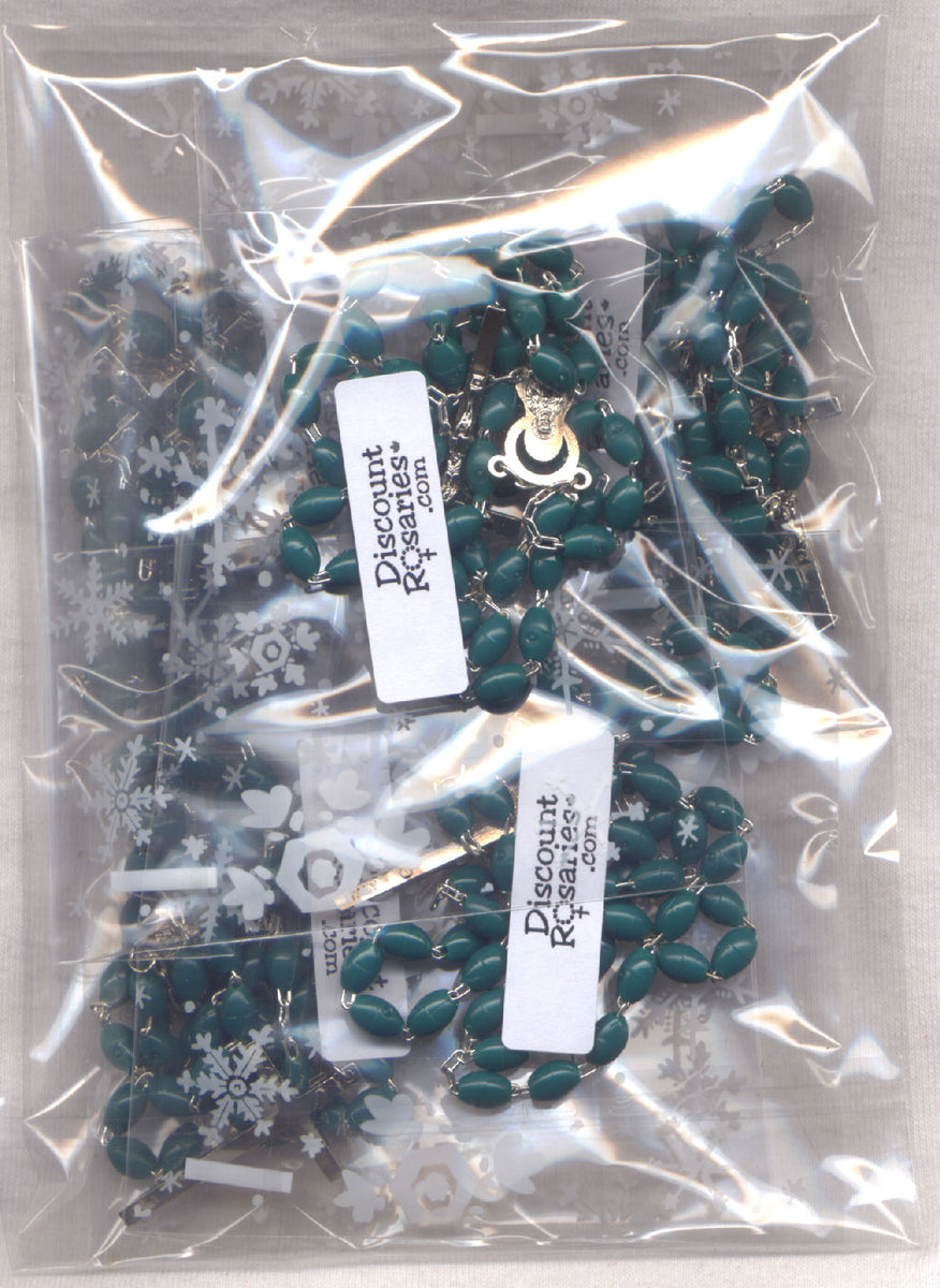 Bulk Buy Green Acrylic Ultralink Rosaries 5 per package BULK21